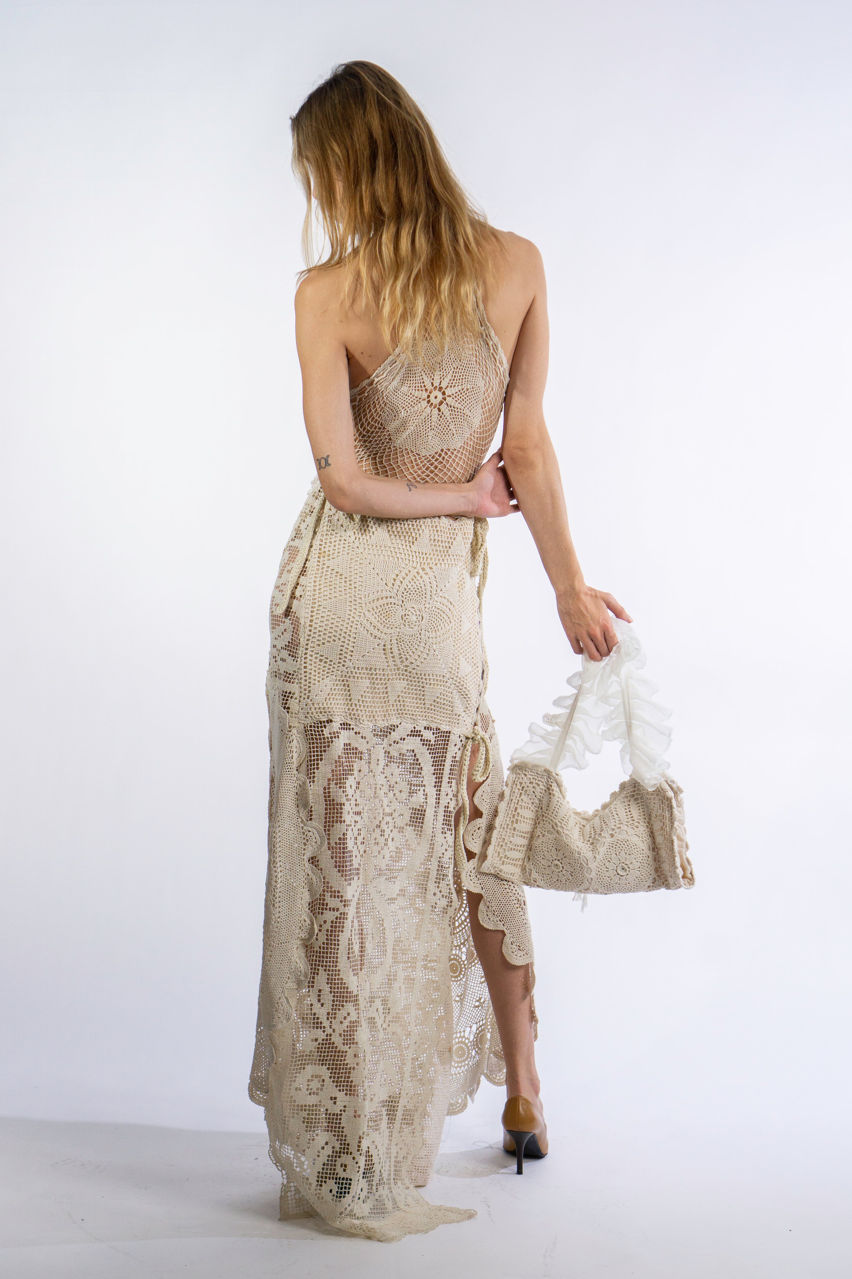 BEIGE LONG CROCHET DRESS – LES FLEURS STUDIO